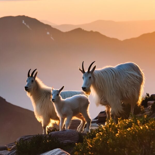 5-Jul-mountain-goat-family-at-sunset - Terry Ambrose